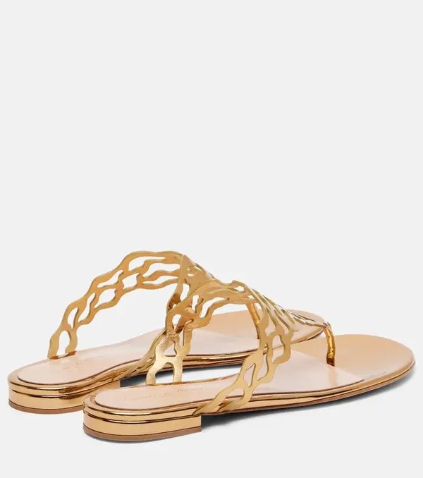 GIANVITO ROSSI Metallic-leather Almond Toe Sandals