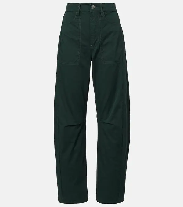 Veronica Beard Cotton Twill Barrel-leg Pants - Green