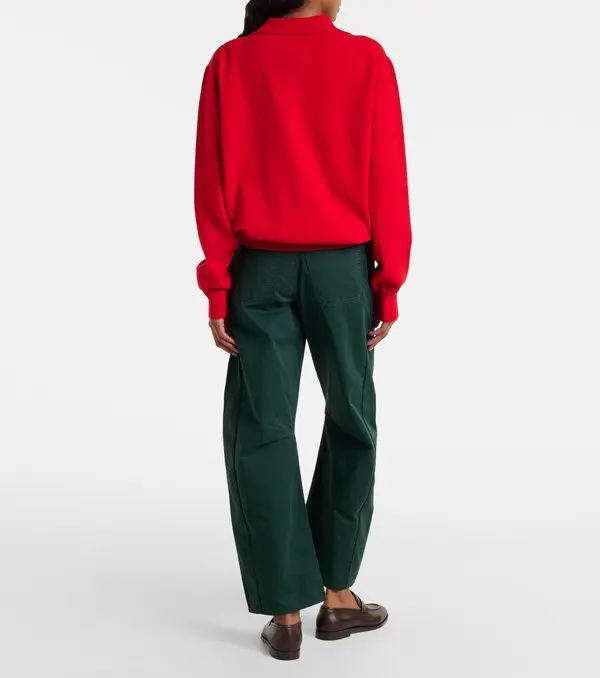 Veronica Beard Cotton Twill Barrel-leg Pants - Green