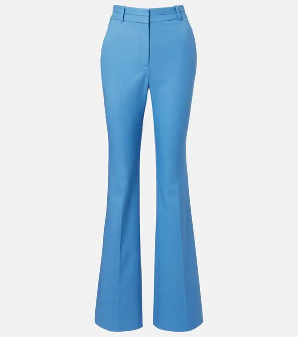 Veronica Beard Melvin Twill Flared Trousers - Blue