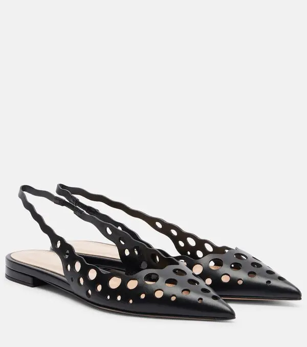 GIANVITO ROSSI Cutout Leather Slingback Flats