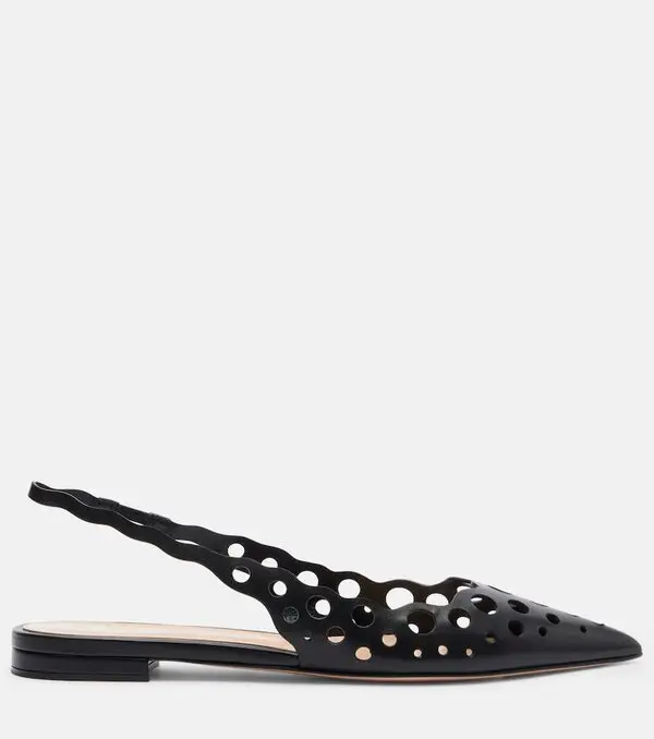 GIANVITO ROSSI Cutout Leather Slingback Flats