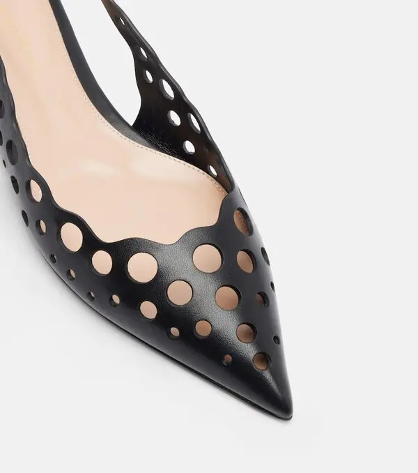 GIANVITO ROSSI Cutout Leather Slingback Flats