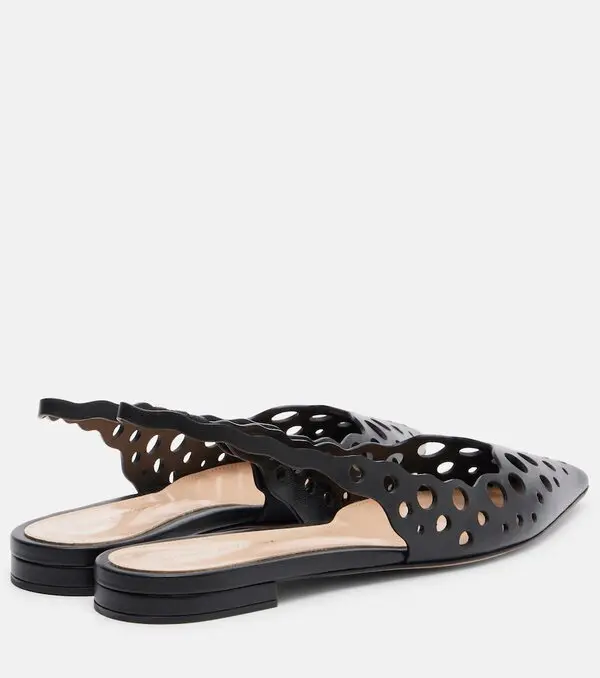 GIANVITO ROSSI Cutout Leather Slingback Flats