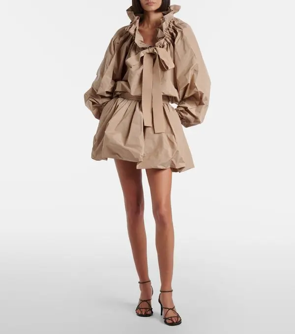 PATOU Gathered Faille Miniskirt - Beige