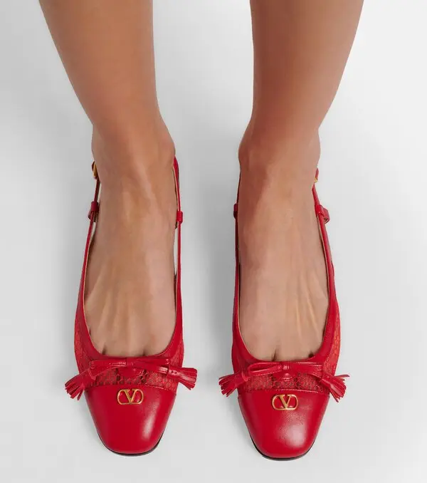 Valentino Garavani Valet Du Roi Slingback Flats - Red