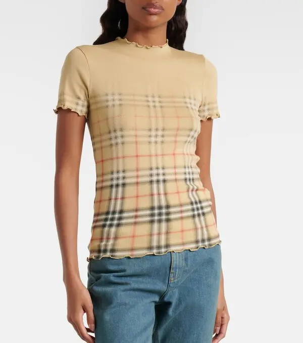 Burberry Check Cotton Top - Beige