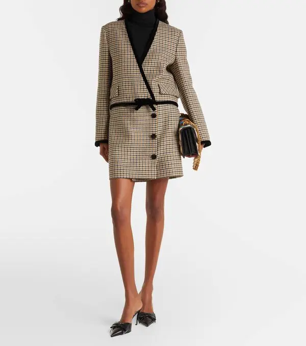 Valentino Garavani Houndstooth Virgin Wool Miniskirt