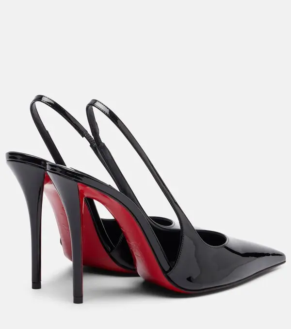 CHRISTIAN LOUBOUTIN Miss Z Patent Leather Slingback Pumps - Black