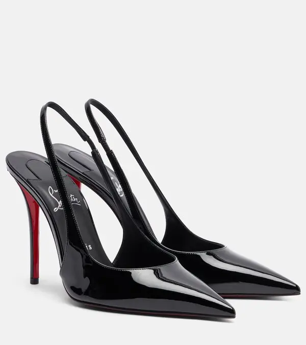 CHRISTIAN LOUBOUTIN Miss Z Patent Leather Slingback Pumps - Black
