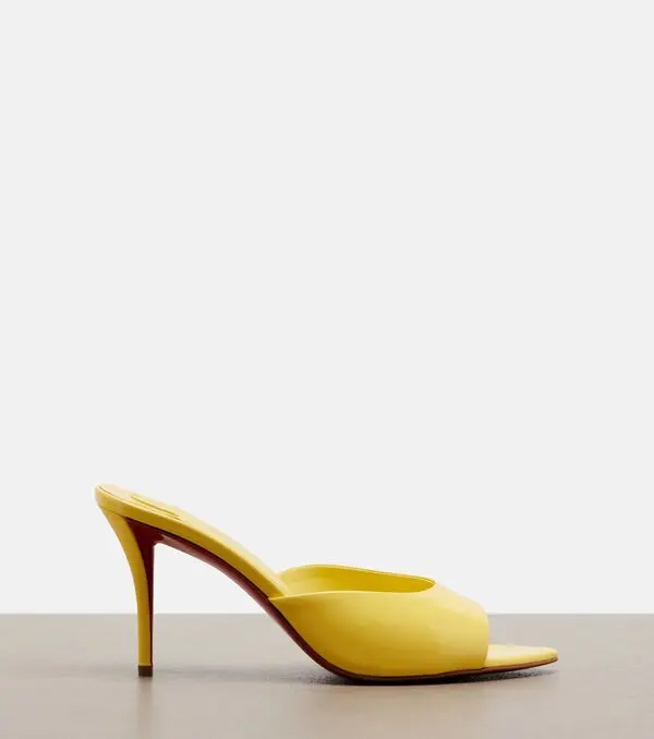 CHRISTIAN LOUBOUTIN Miss Z Patent Leather Mules - Yellow