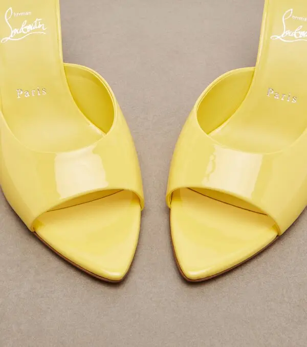 CHRISTIAN LOUBOUTIN Miss Z Patent Leather Mules - Yellow