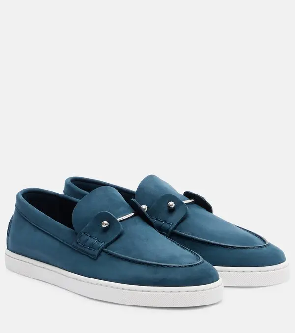 CHRISTIAN LOUBOUTIN Chambeliboat Suede Slip-on Shoes - Blue