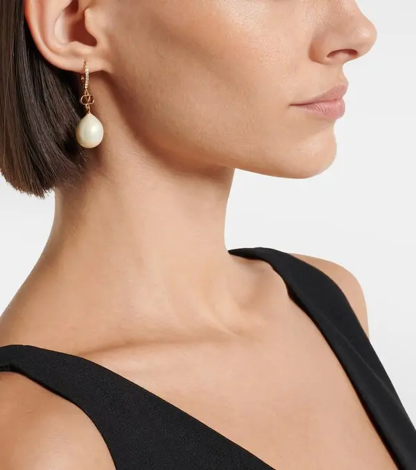 Valentino Garavani Vlogo Faux Pearl Drop Earrings