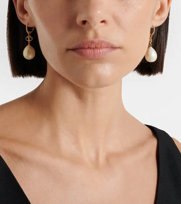 Valentino Garavani Vlogo Faux Pearl Drop Earrings