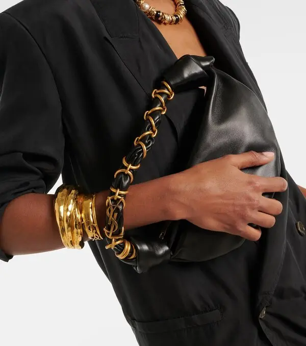 Saint Laurent Amalia Mini Leather Shoulder Bag - Black