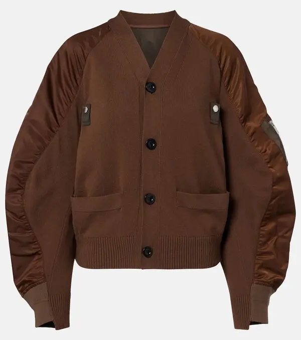 Sacai Cotton-blend And Twill Cardigan
