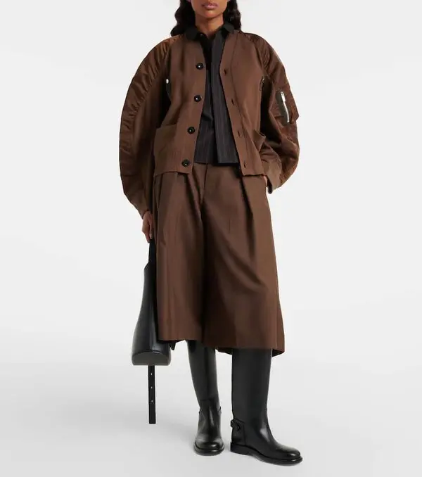 Sacai Cotton-blend And Twill Cardigan