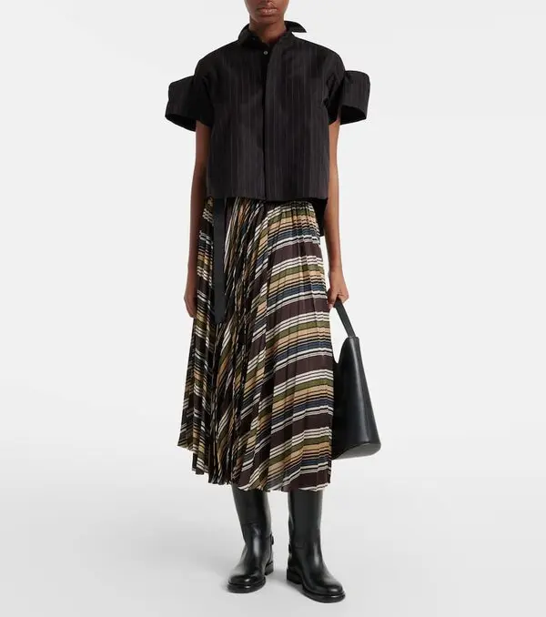 Sacai Striped Midi Skirt