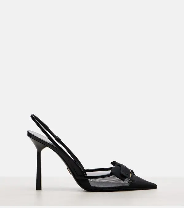 Prada Leather-trimmed Mesh Slingback Pumps