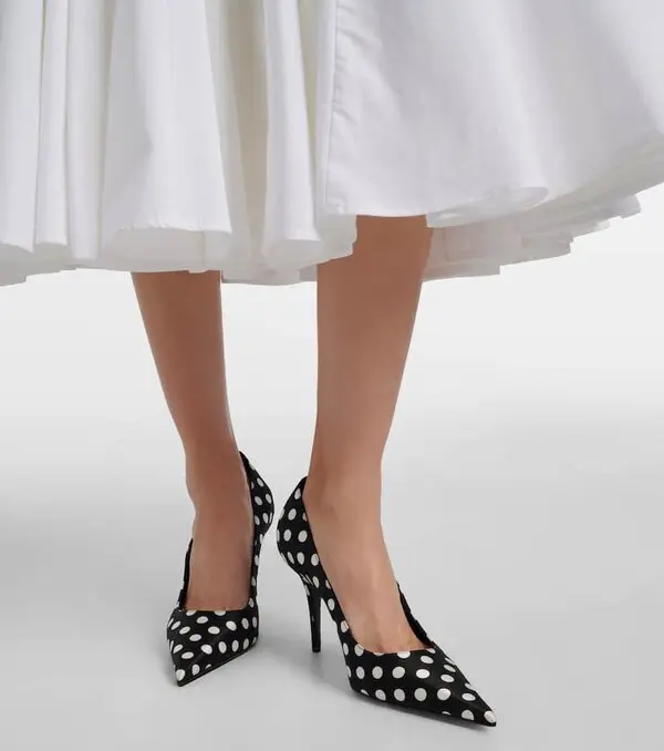 Amina Muaddi Barbara 90 Polka-dot Satin Pumps