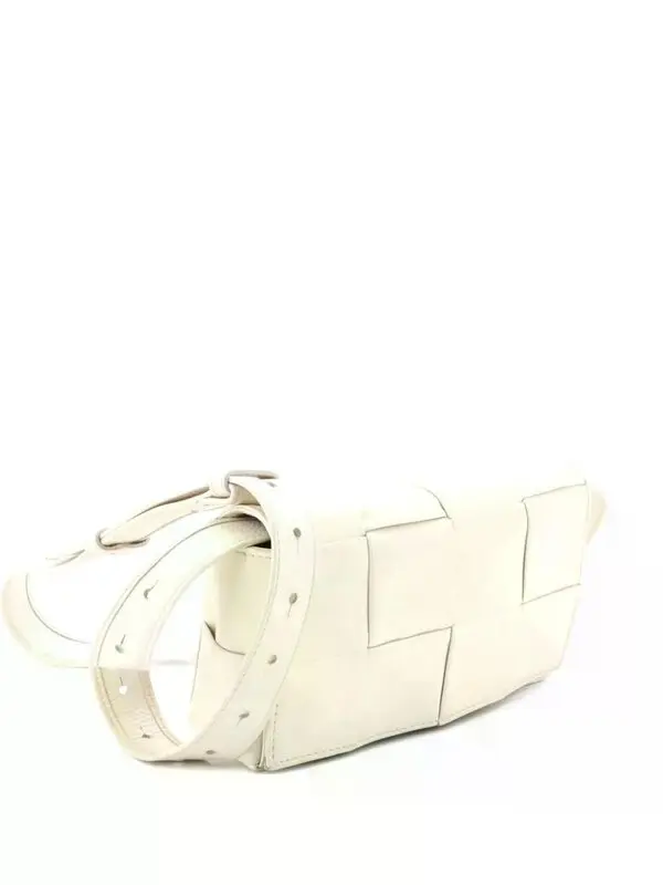 Bottega Veneta Cassette Maxi Intrecciato Leather Belt Bag - White