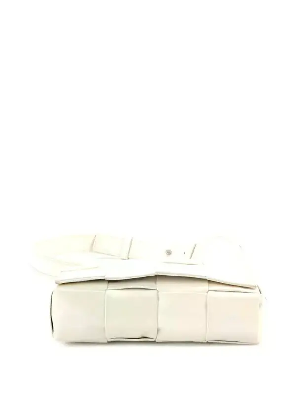 Bottega Veneta Cassette Maxi Intrecciato Leather Belt Bag - White