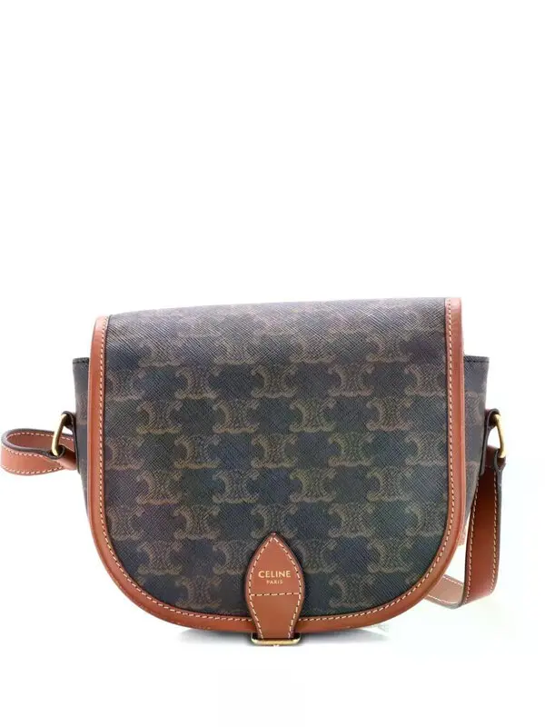 Celine Folco Bag Triomphe Coated Canvas Medium - Brown