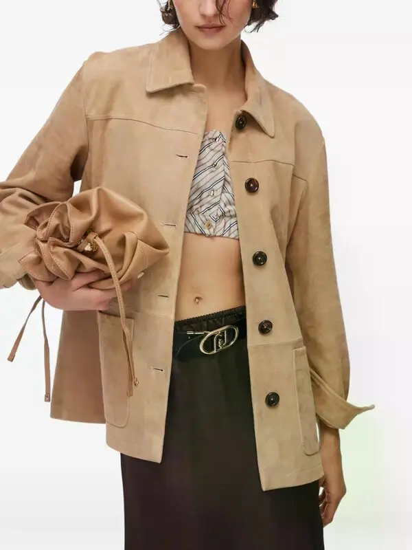 Liu Jo Suede Jacket With Pockets - Neutrals