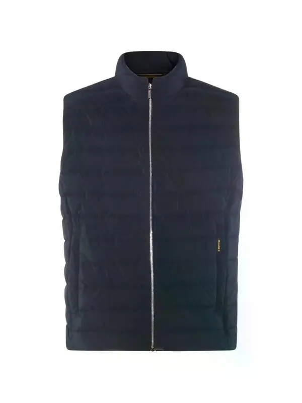 MOORER Quilted Zip Gilet - Blue