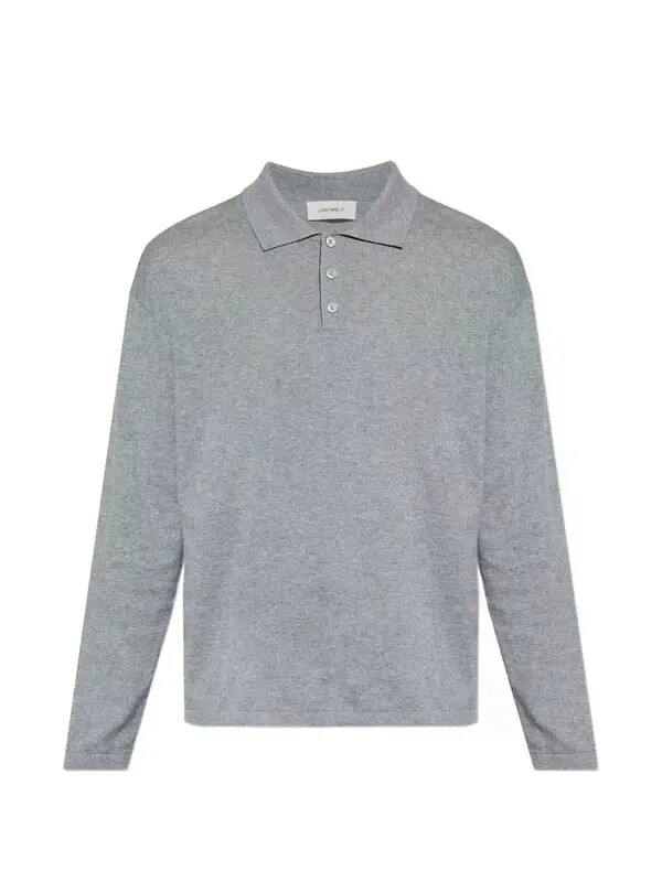 LISA YANG Button Long-sleeve Polo Shirt - Grey