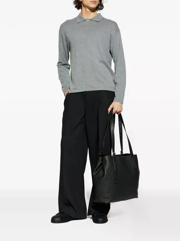 LISA YANG Button Long-sleeve Polo Shirt - Grey