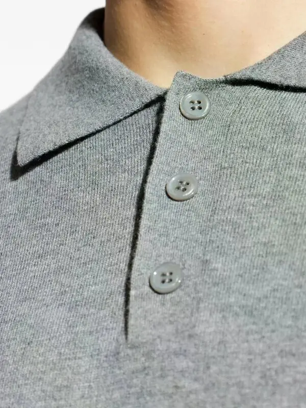 LISA YANG Button Long-sleeve Polo Shirt - Grey