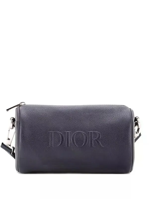 Dior Logo Roller Messenger Bag Embossed Leather Shoulder Bag