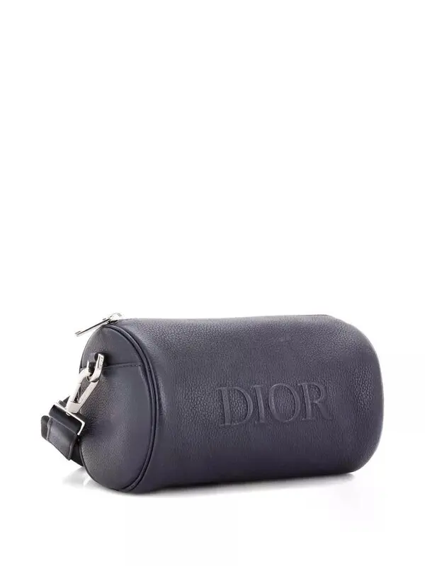 Dior Logo Roller Messenger Bag Embossed Leather Shoulder Bag