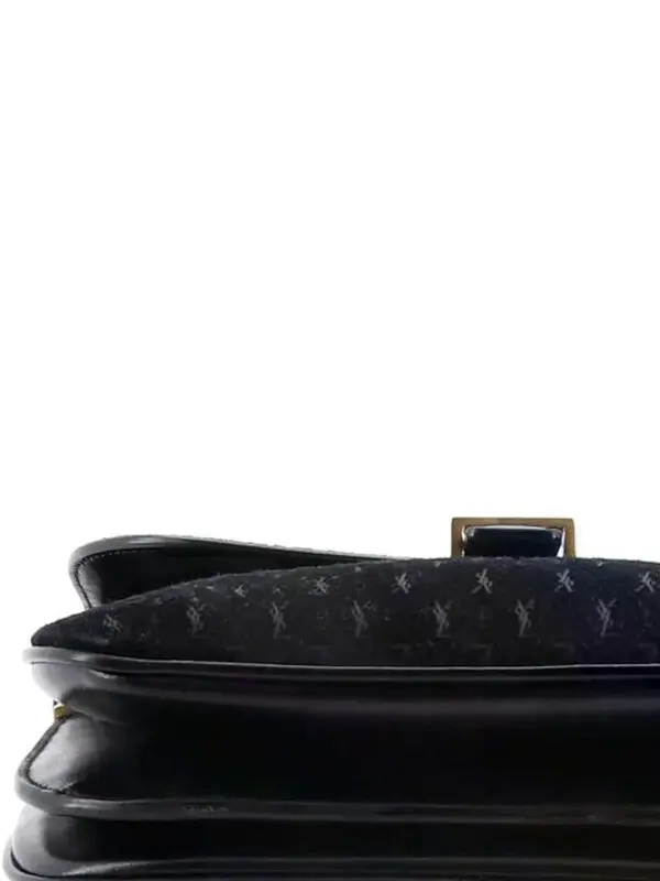 Saint Laurent Top Flap Satchel Monogram All Over Suede Small Crossbody Bag