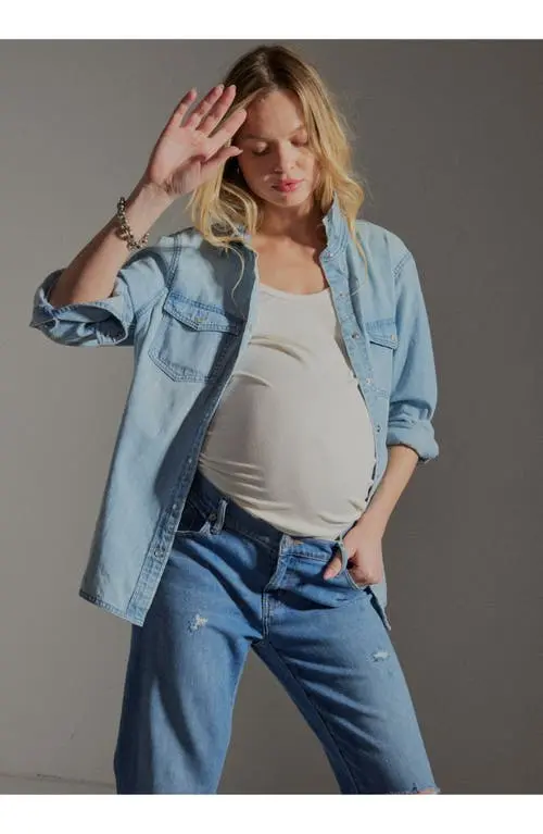 Hatch Denim Maternity Shirt - Light Wash