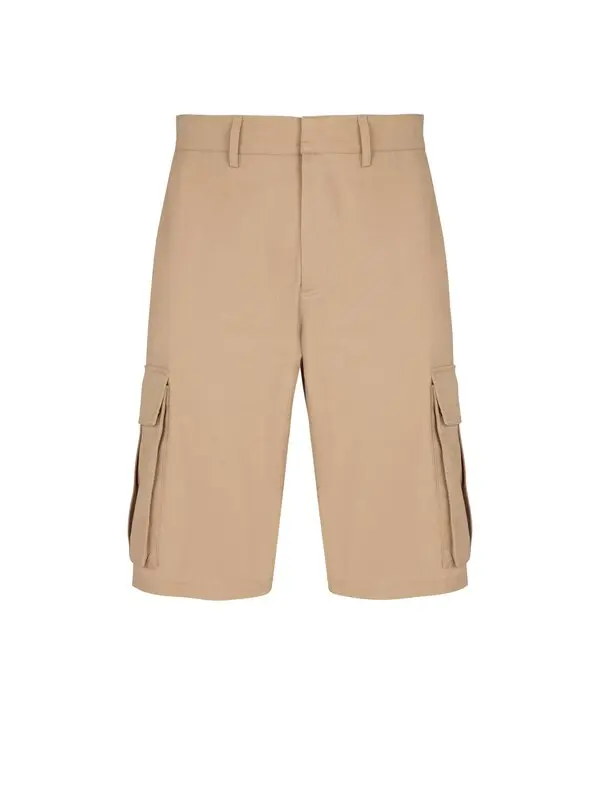 Balmain Cotton Canvas Cargo Bermuda Shorts - Beige