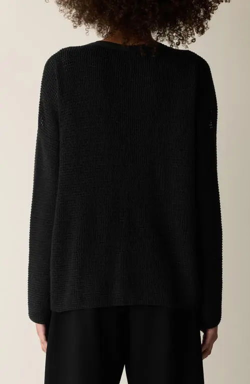 Eileen Fisher Open Stitch Organic Cotton Blend V-neck Cardigan