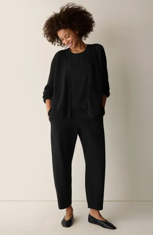 Eileen Fisher Open Stitch Organic Cotton Blend V-neck Cardigan