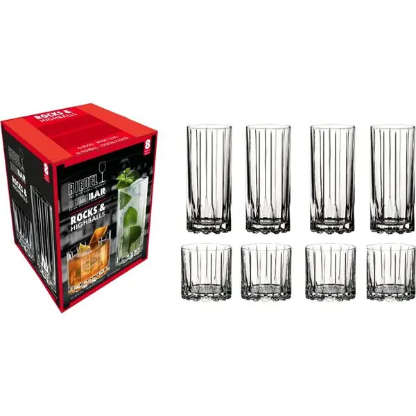 RIEDEL 8 Piece Bar Glassware Set - Clear