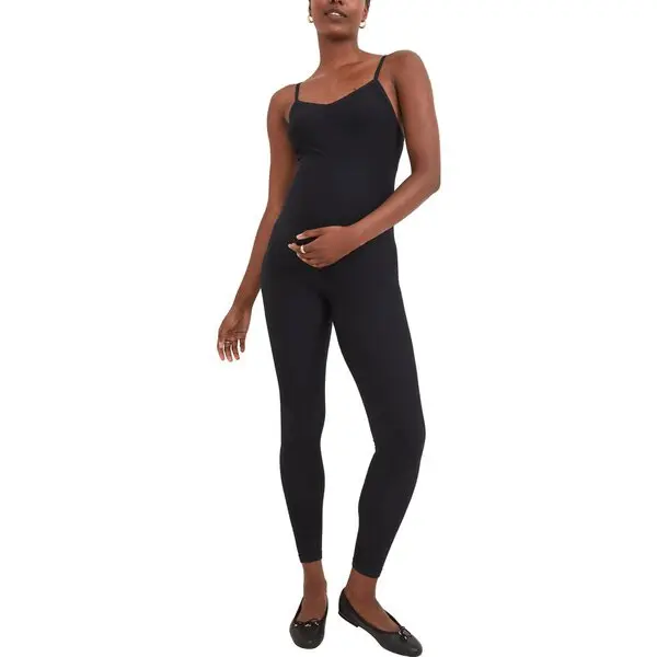 Hatch The Body Rib Maternity Unitard - Black