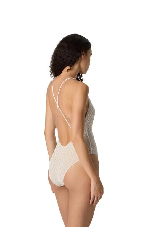 Missoni Lamé Viscose One-piece Swimsuit - White