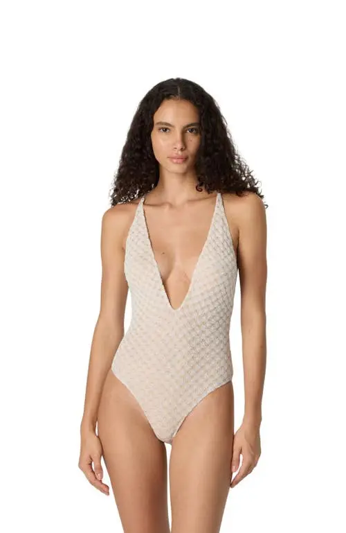 Missoni Lamé Viscose One-piece Swimsuit - White