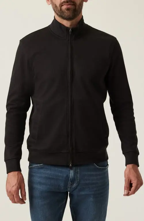 34 Heritage Pima Cotton Mock Neck Zip Jacket - Black