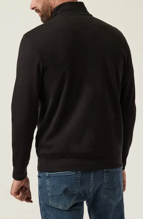 34 Heritage Pima Cotton Mock Neck Zip Jacket - Black