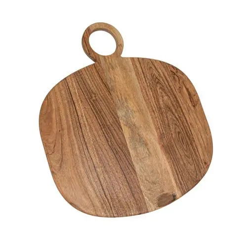 STORIED HOME Oval Acacia Wood Oval Cheese And Cutting Board With Handle - Natural