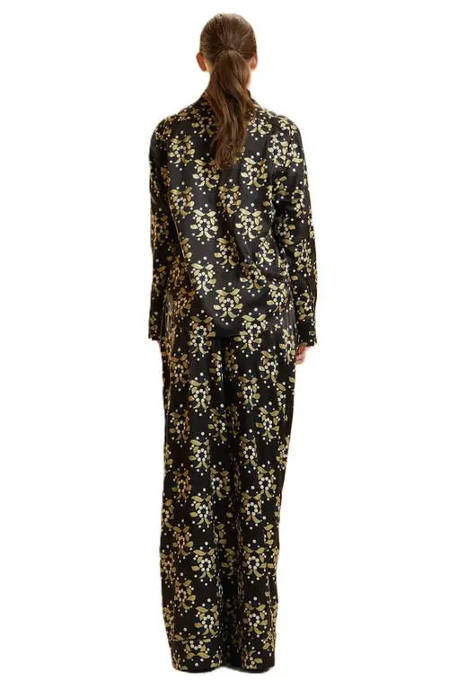 Cynthia Rowley Silk Wide-leg Pants - Black/gold