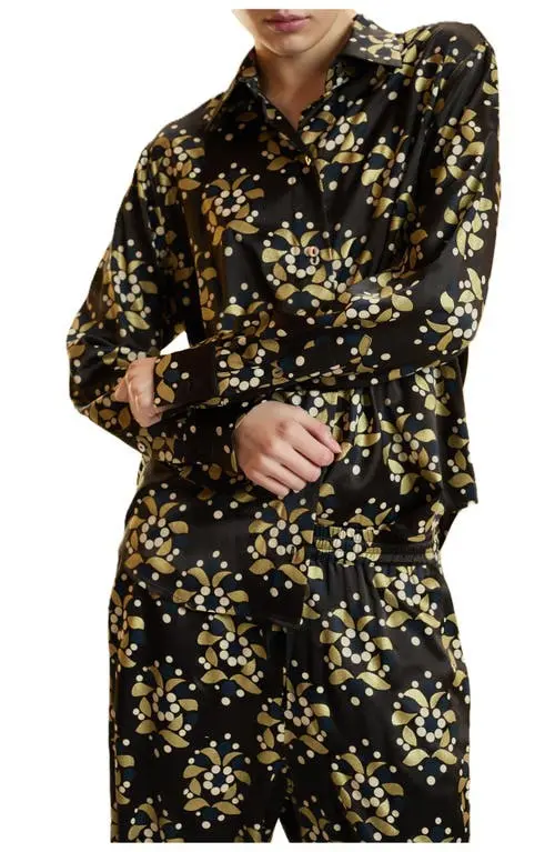 Cynthia Rowley Silk Wide-leg Pants - Black/gold