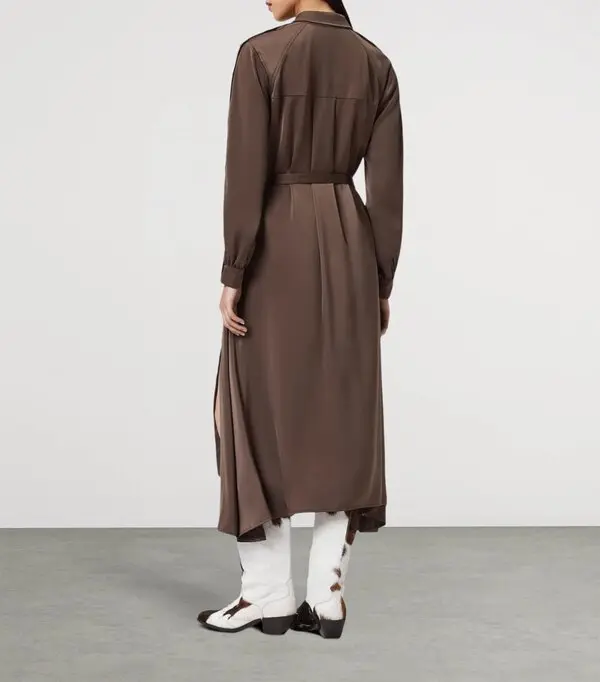 ALLSAINTS Satin Lexi Midi Shirt Dress